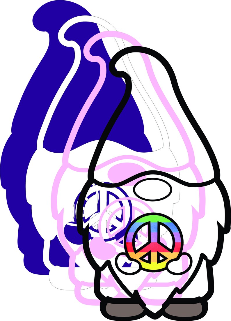 SVG Vector Cut File - Layered Peace Sign Awareness Gnome - Etsy