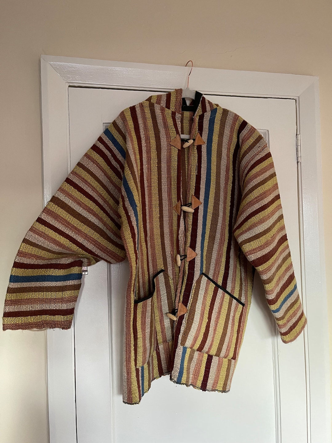 Moroccan Hippy Jacket Baja Jerga Hoodie Sweater Moroccan Striped Wool ...