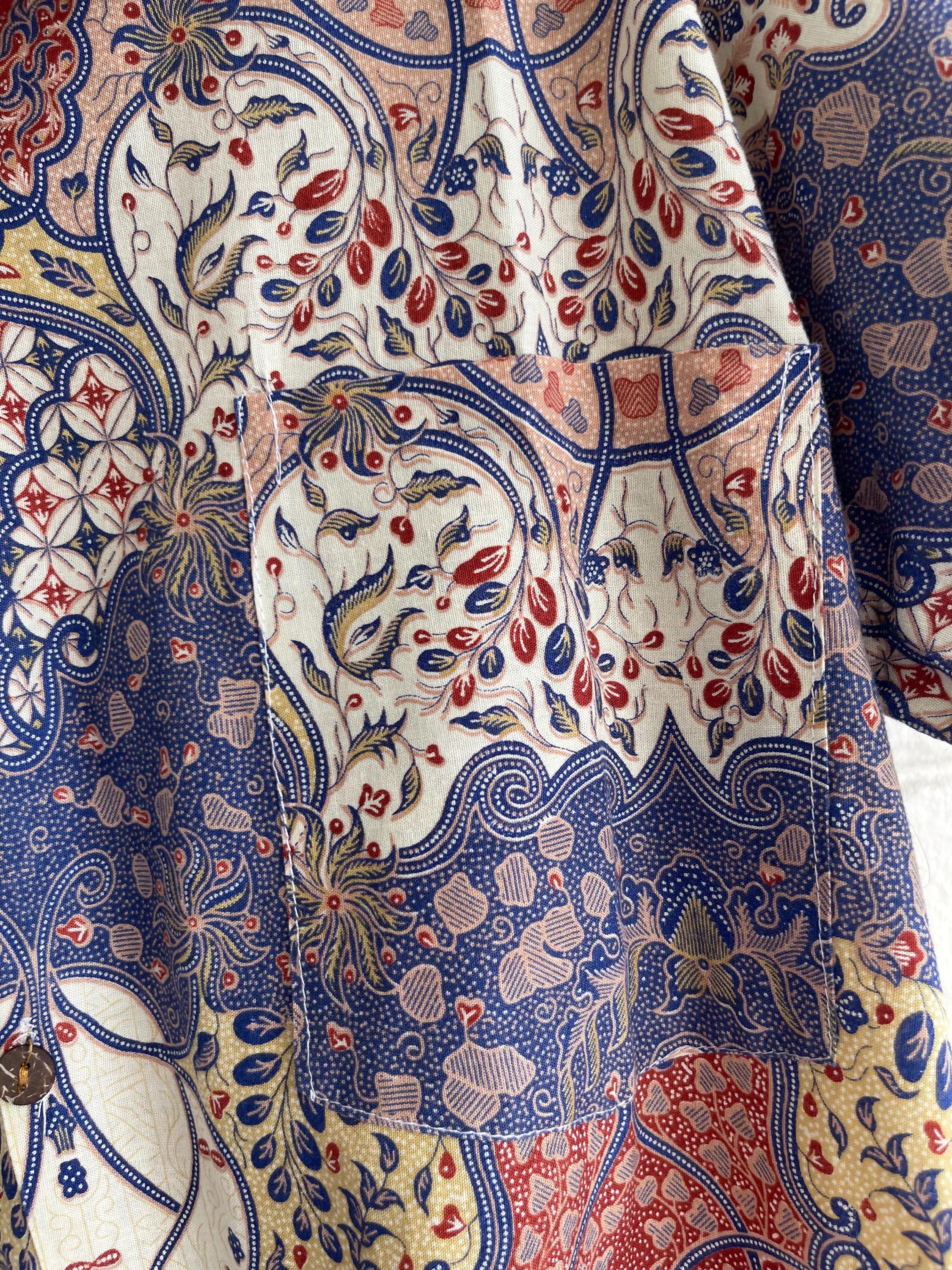 Indonesian Cotton Batik Shirt for Men Short Sleeved Shirt Batik Button ...