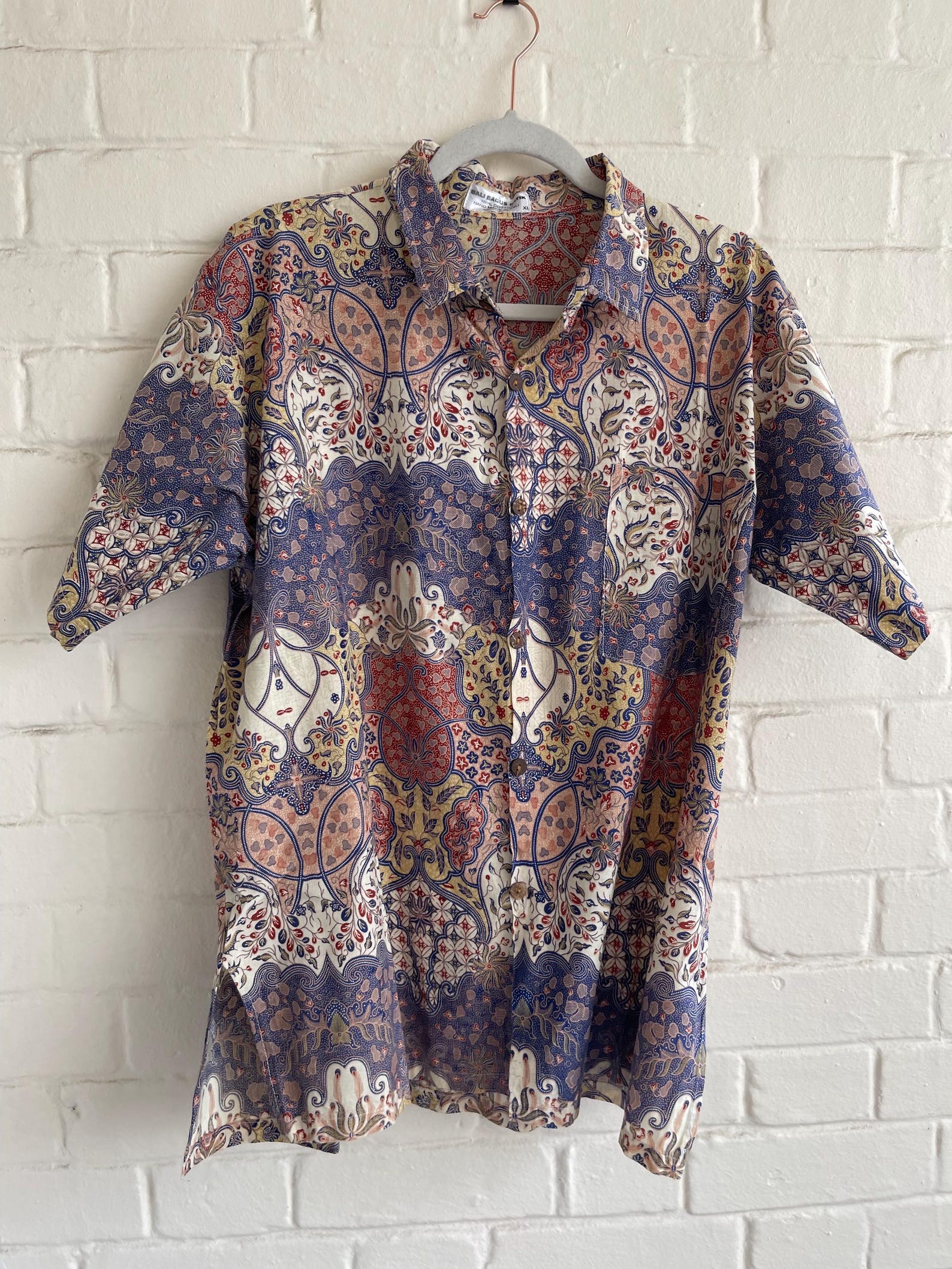 Indonesian Cotton Batik Shirt for Men Short Sleeved Shirt Batik Button ...