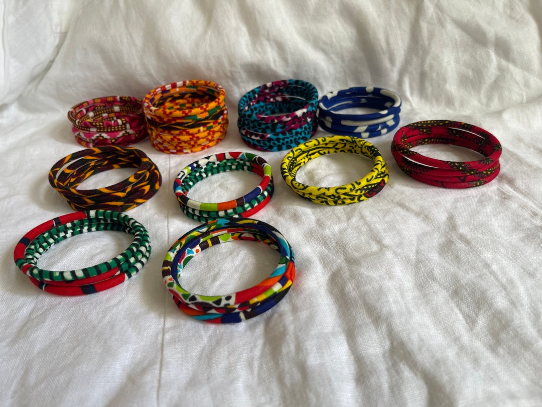 African Bracelets for Women Ankara Wax Cotton Bangles African Ankara ...