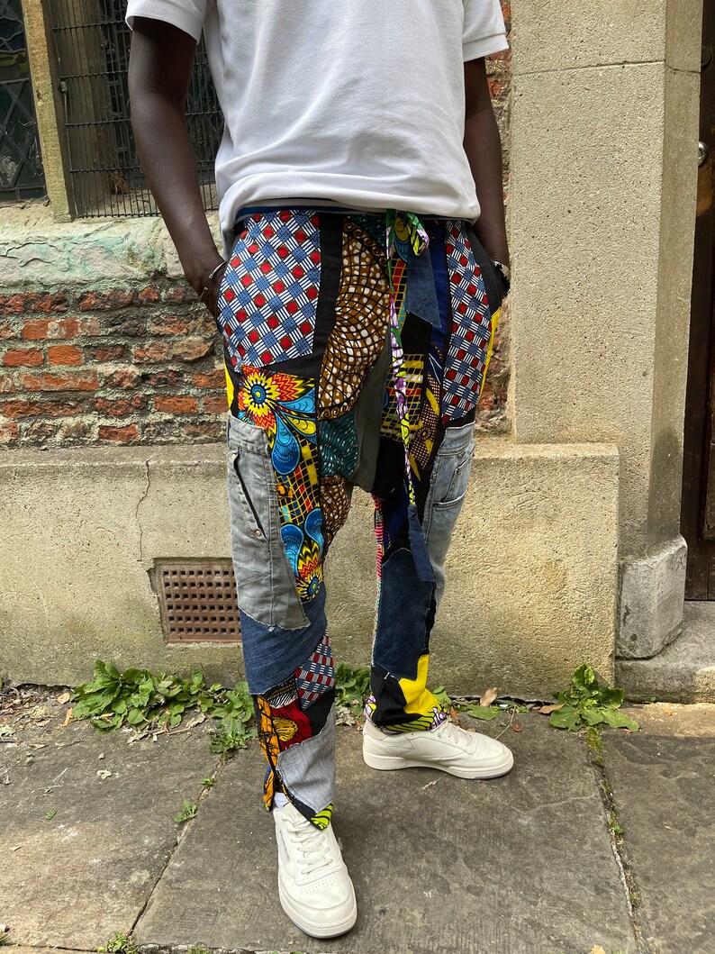 Funky African Patchwork Trousers Multi Coloured Pants Hip Hop Harem ...