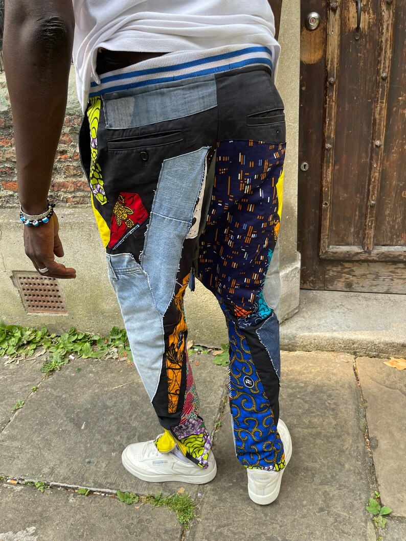 Funky African Patchwork Trousers Multi Coloured Pants Hip Hop Harem ...
