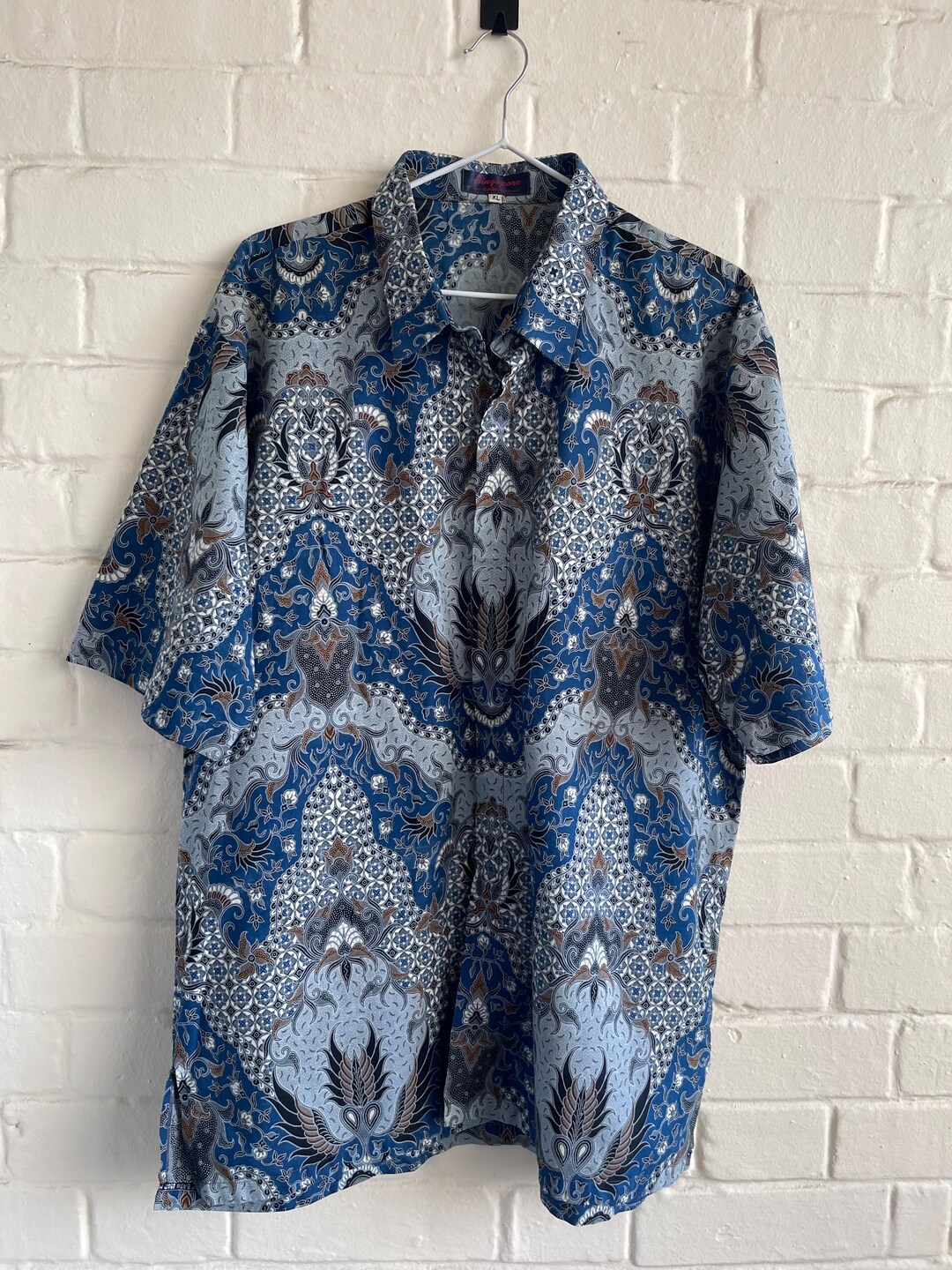 Mens Singapore Collection Batik Shirt Batik Shirt Cotton Short Sleeved ...