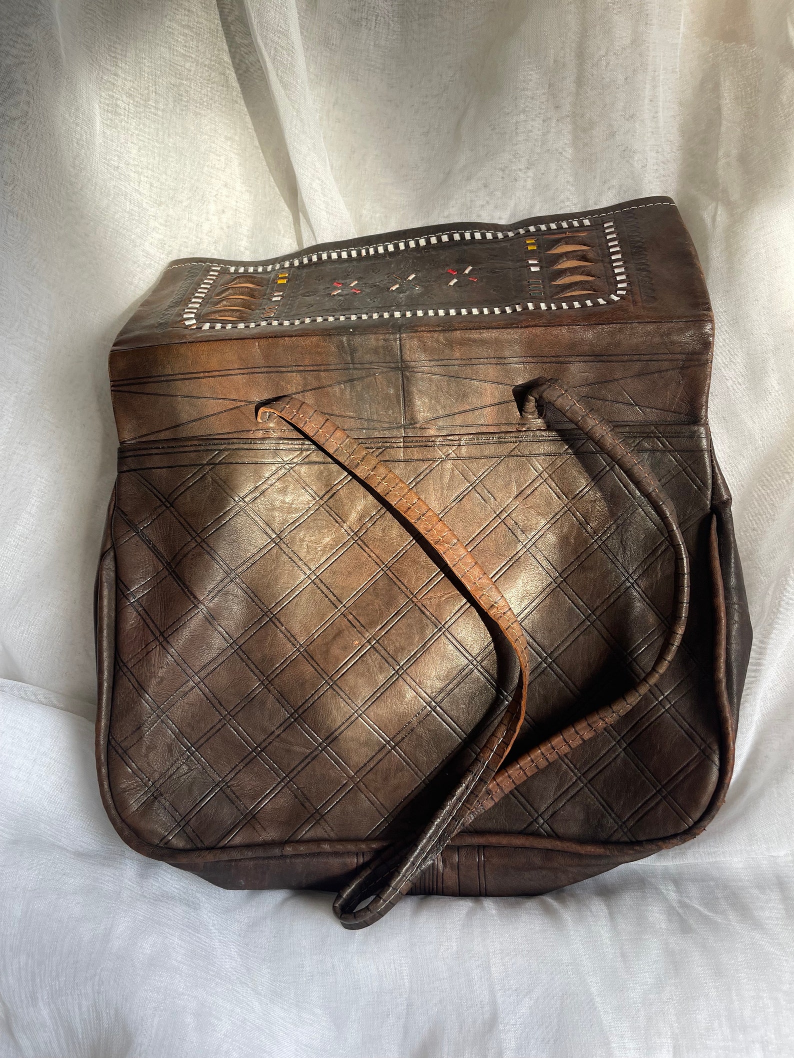 Leather Moroccan Tooled Bag Artisan Leather Purse Bag Women’s Vintage ...