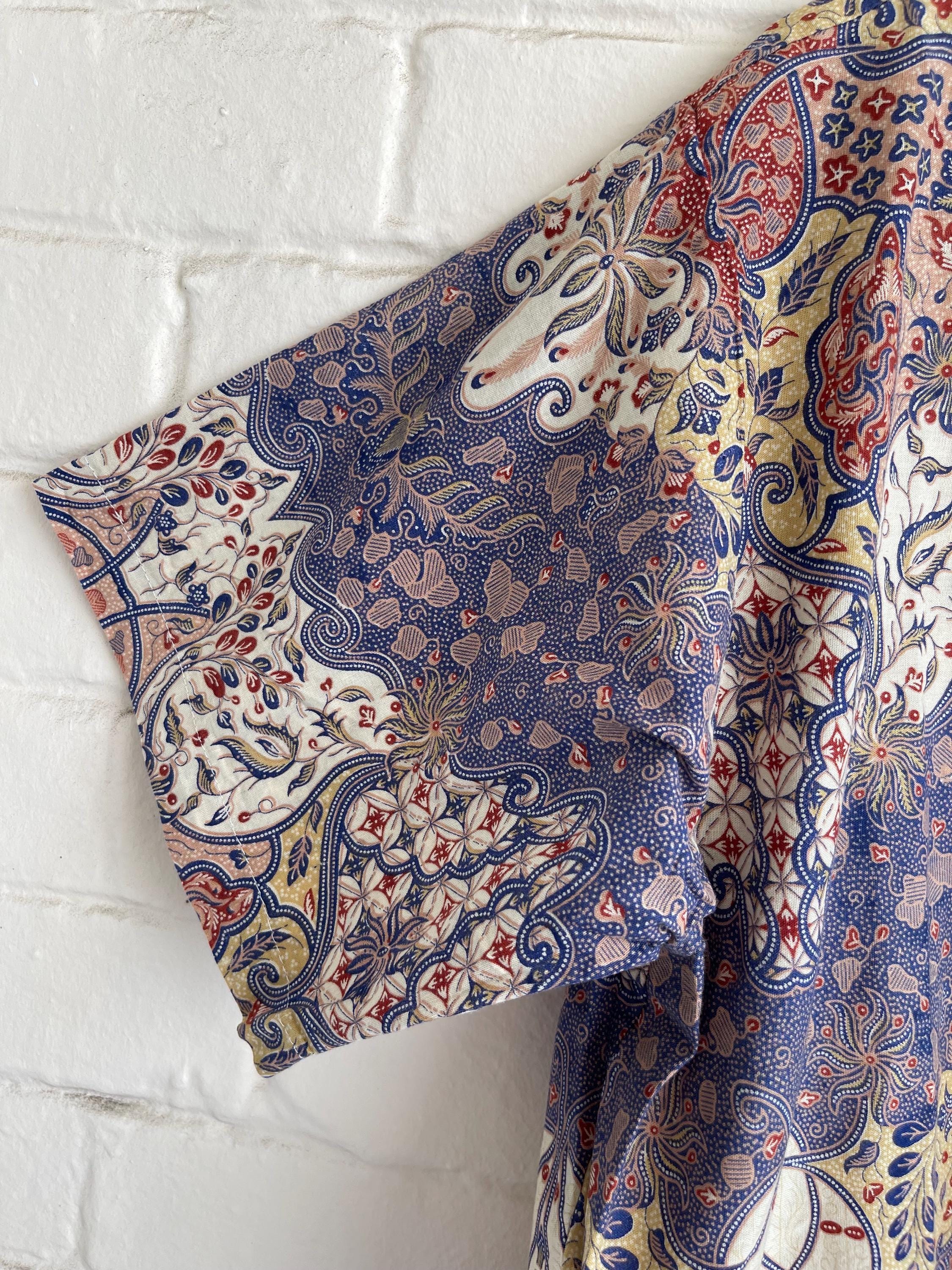 Indonesian Cotton Batik Shirt for Men Short Sleeved Shirt Batik Button ...