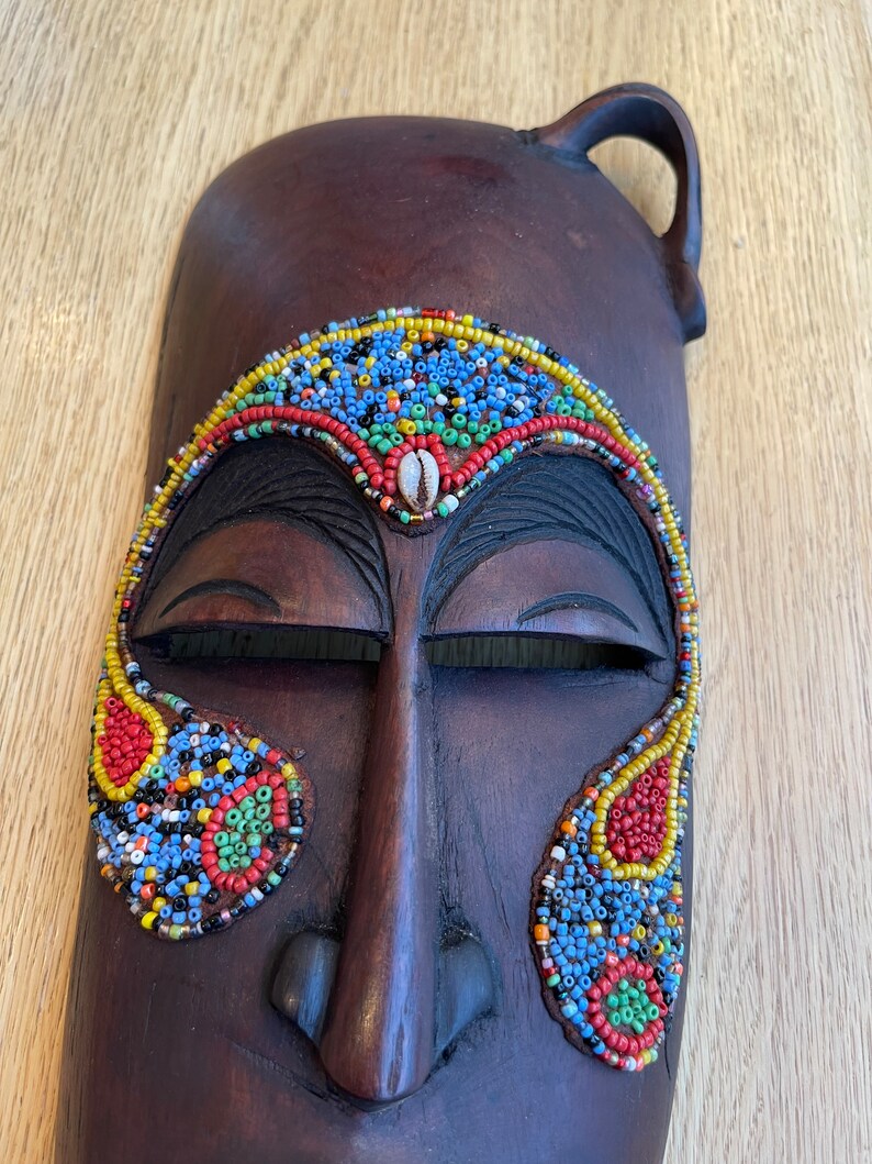 African Wooden Mask Wall Hanging Carved Mask Wooden African Home Decor ...