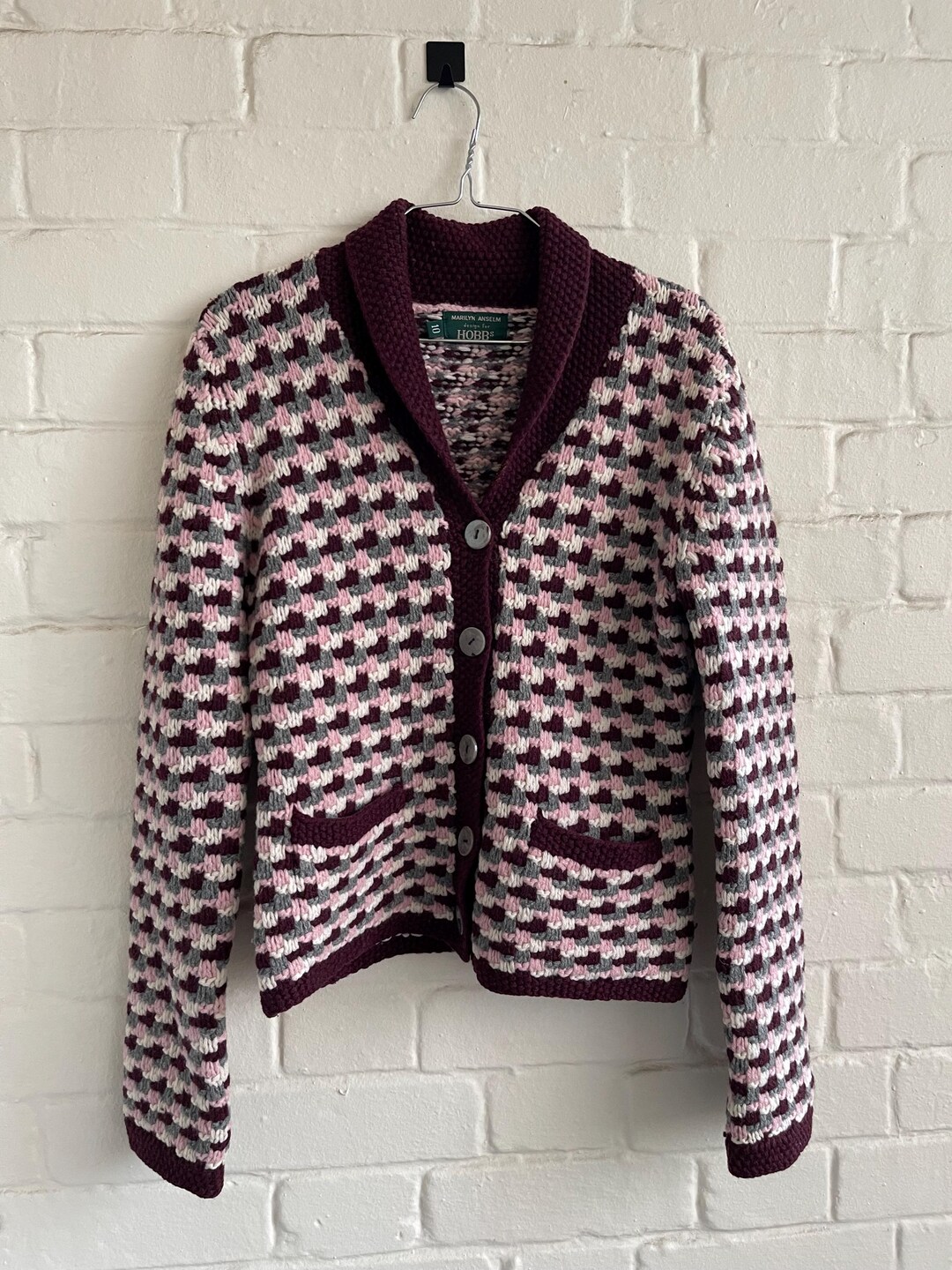 Vintage Hobbs Lambswool Knit Cardigan: Marilyn Anselm Design, UK 8 - Etsy