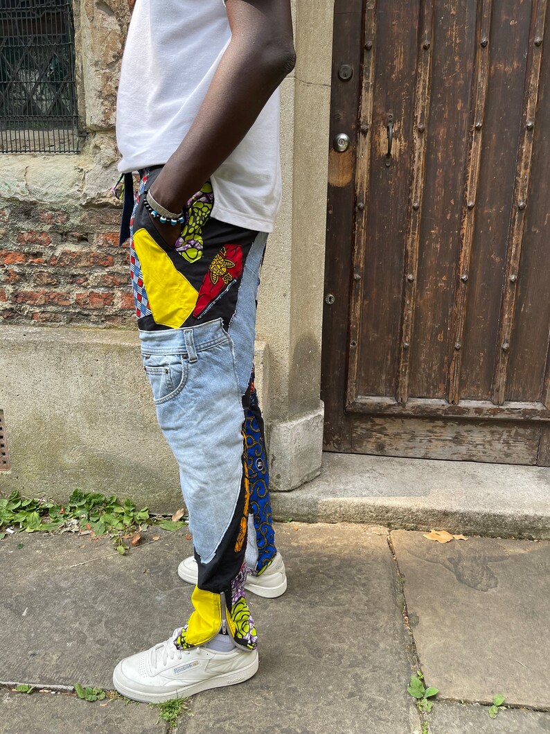 Funky African Patchwork Trousers Multi Coloured Pants Hip Hop Harem ...