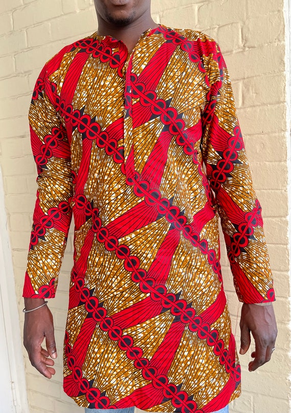 African Ankara Mens Tunic Ethnic African Traditional Gem