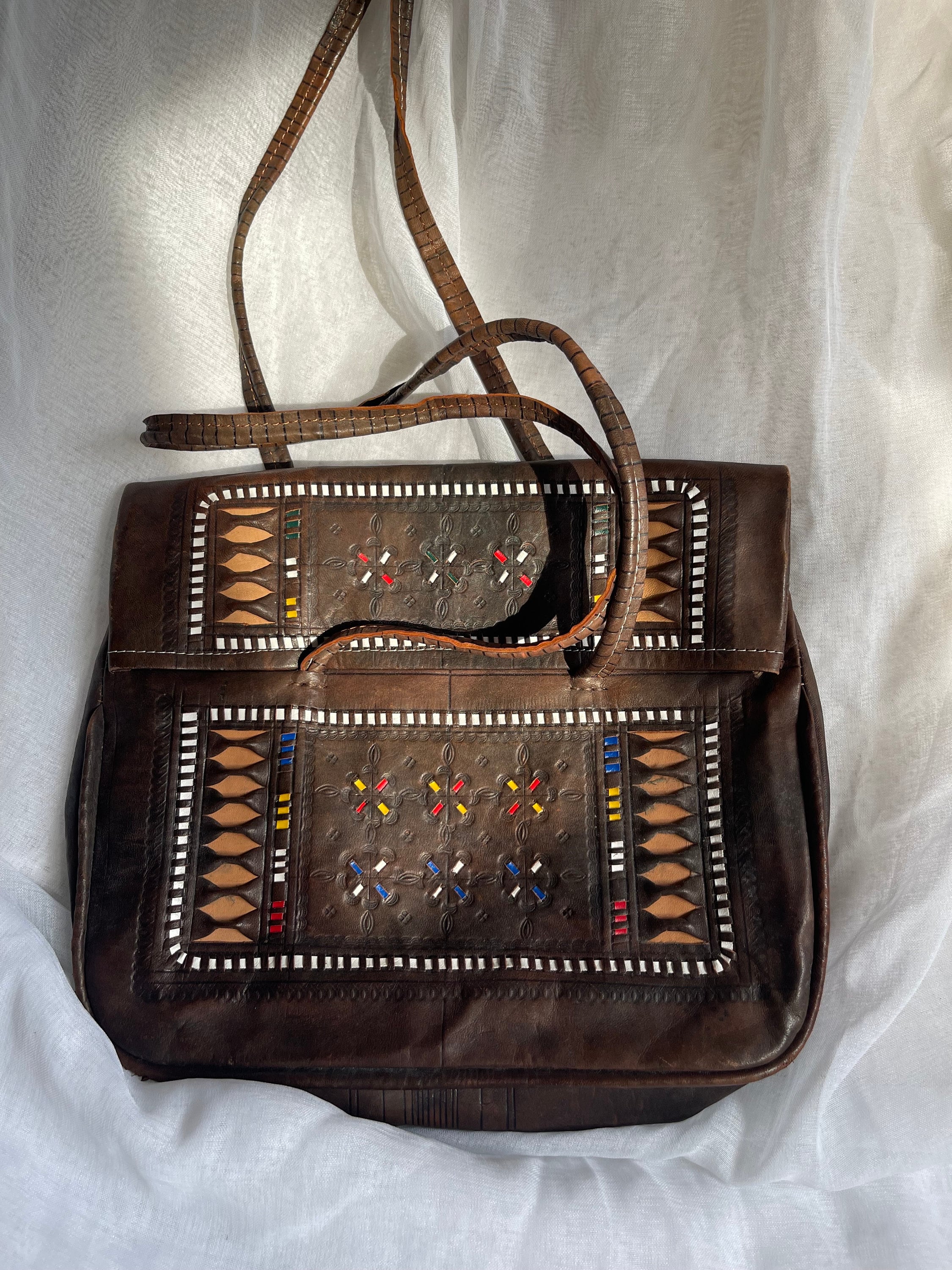 Leather Moroccan Tooled Bag Artisan Leather Purse Bag Women’s Vintage ...