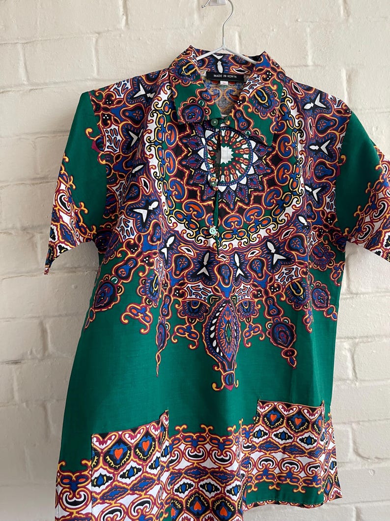 Vintage African Tunic Shirt: Mandala Print, Cotton Batik, Size S - Etsy