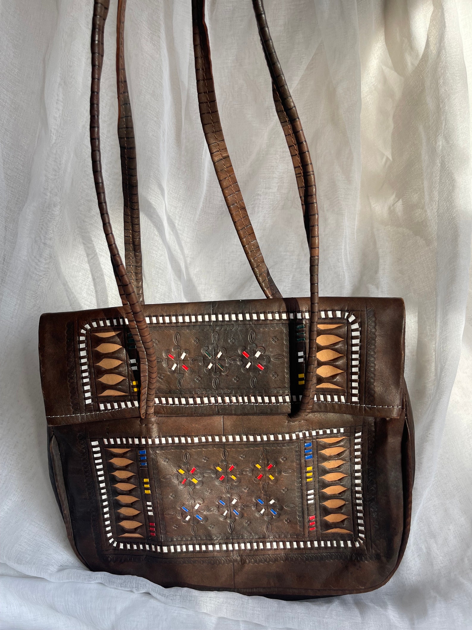 Leather Moroccan Tooled Bag Artisan Leather Purse Bag Women’s Vintage ...