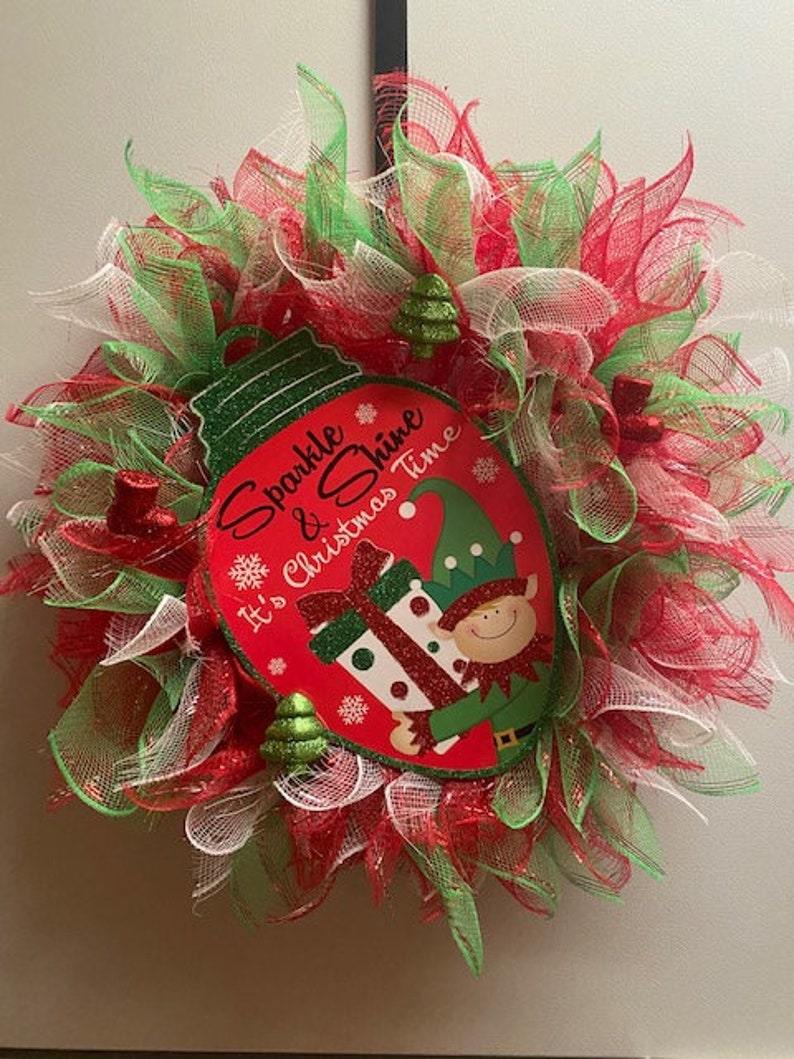 Elf Sparkle & Shine It's Christmas Time Wreath - Etsy