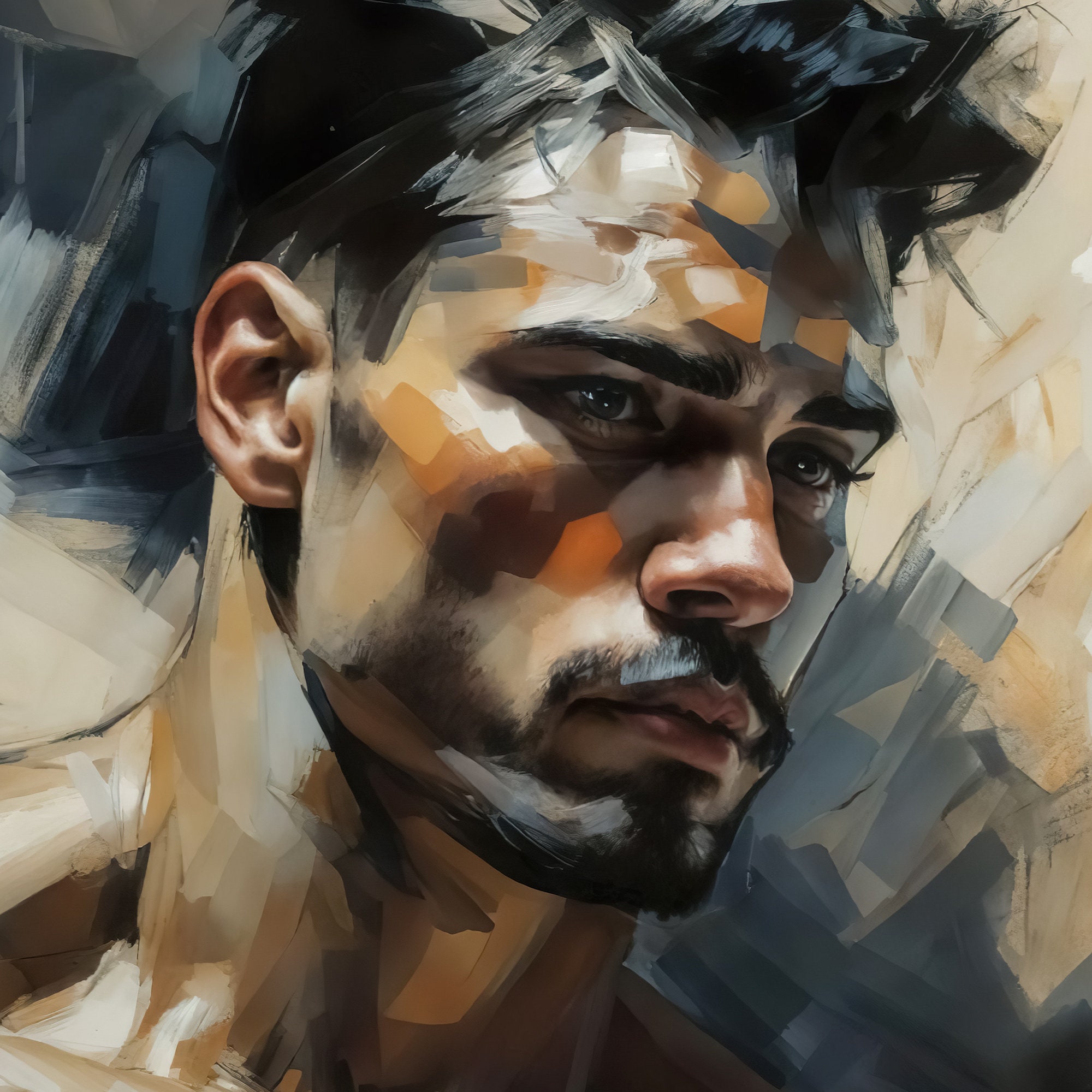 Male Portrait Oil Painting, Digital Gay Art, AI Generated, Bearded Man ...