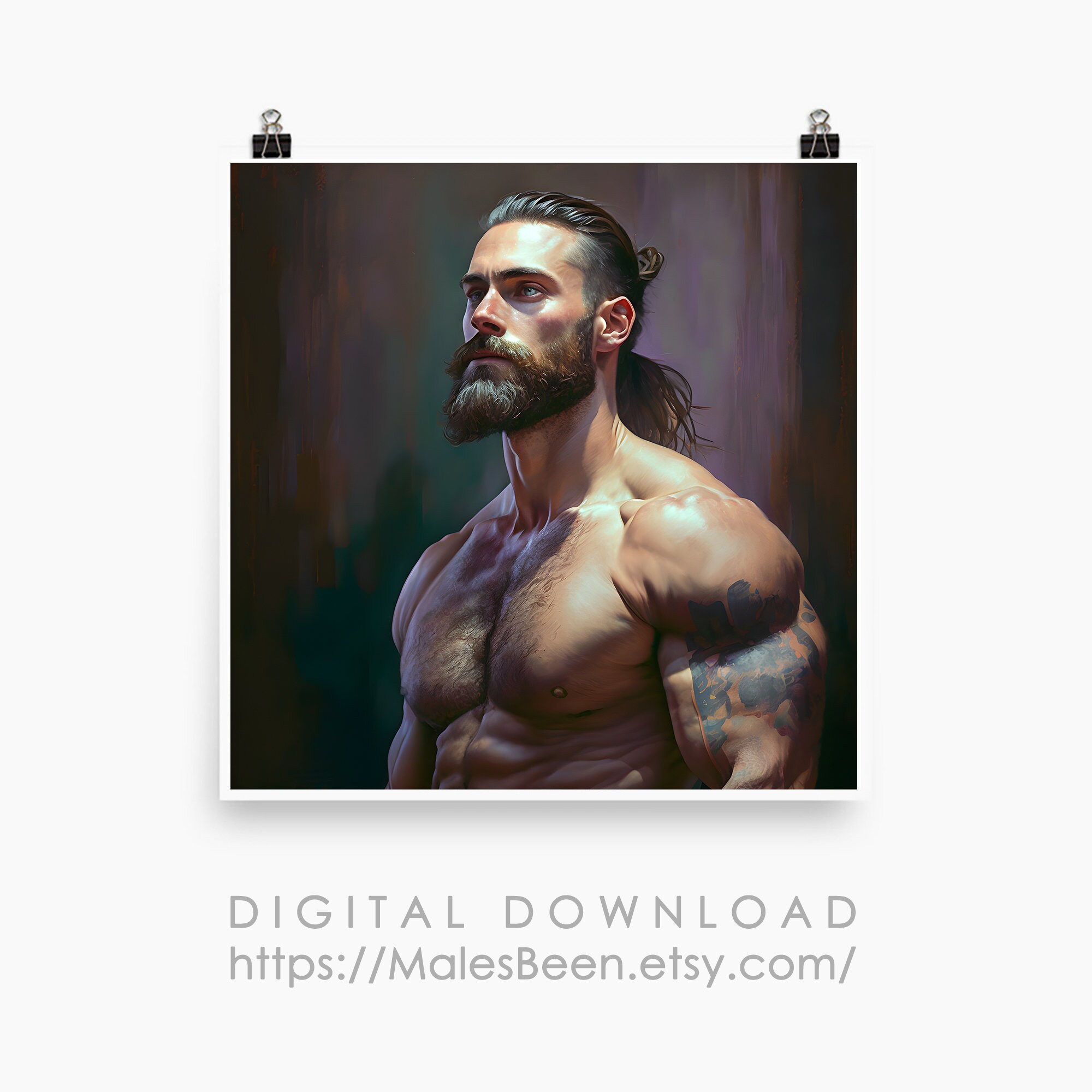 Male Portrait Digital Art Ai Generated, Realistic Oil Painting, Nude ...