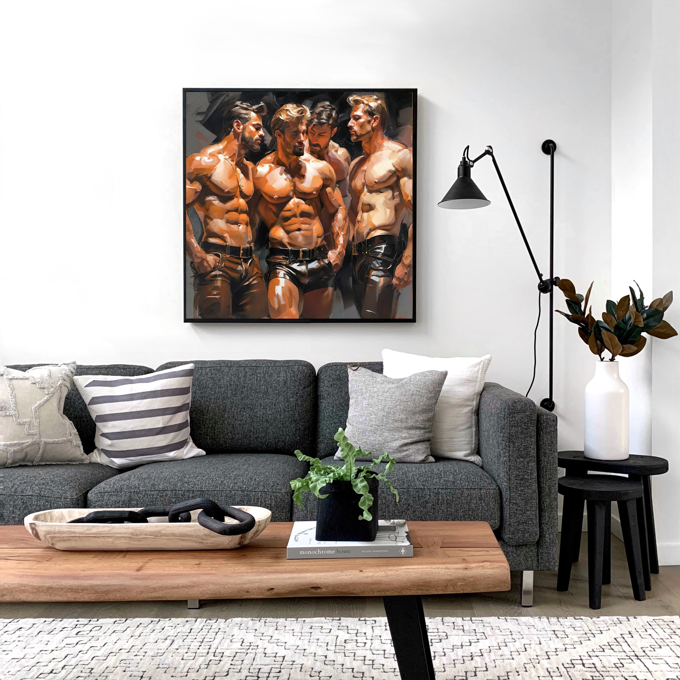 Male Gay Throuple Digital Art AI Generated Realistic Art Oil Painting ...