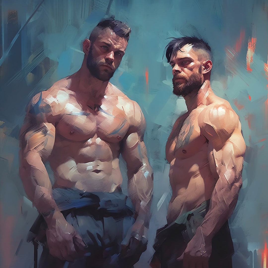 Male Gay Couple Digital Art Ai Generated Realistic Art Oil - Etsy