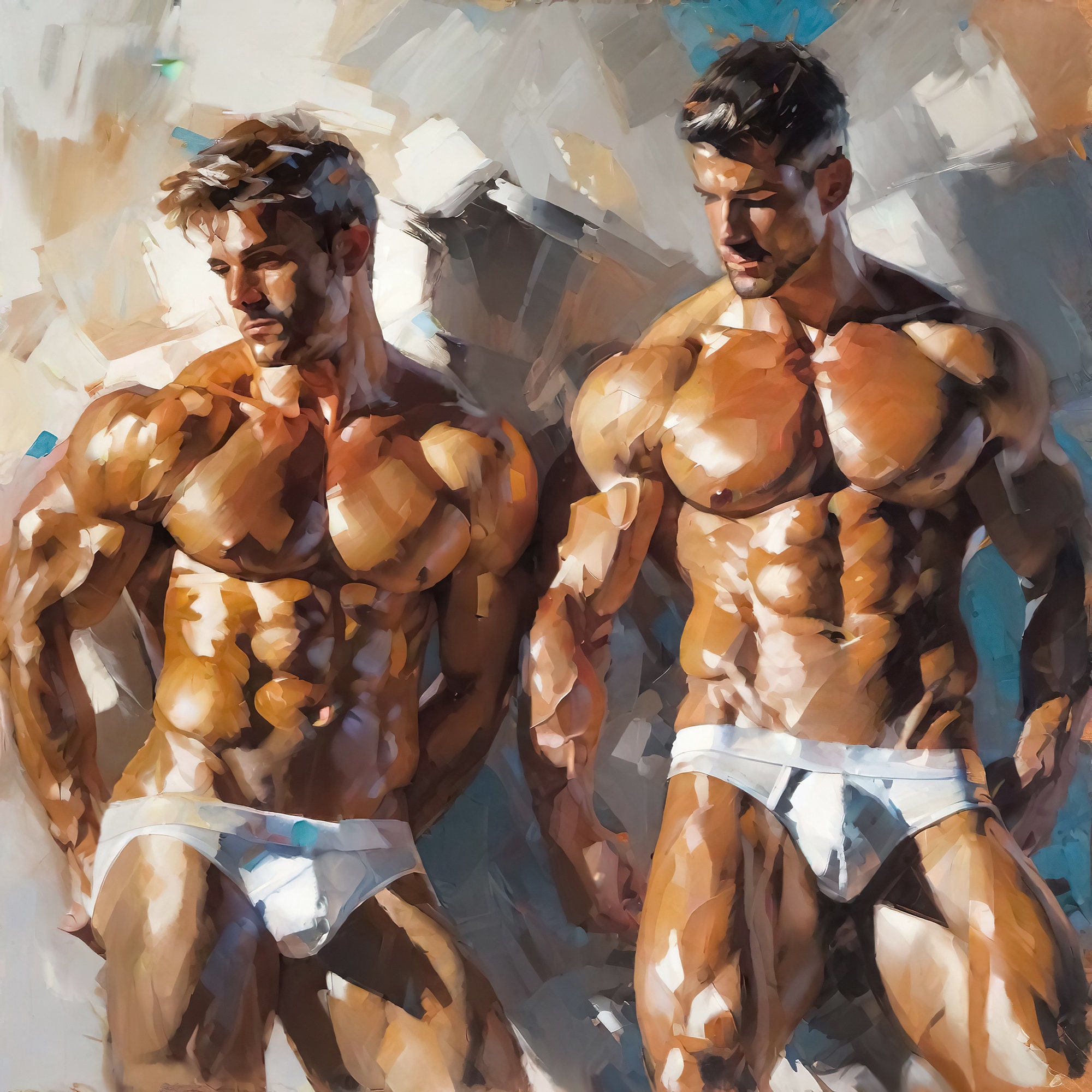 Male Gay Couple Digital Art AI Generated Realistic Art Oil Painting, Wall Gay Art Poster ...