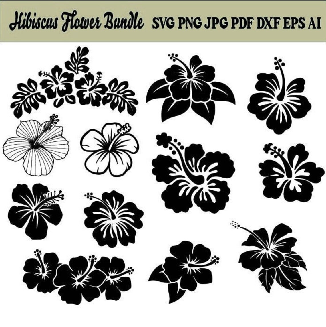 Hibiscus Flower Svg Bundle Clip Art Instant Download Digital Files, Svg ...