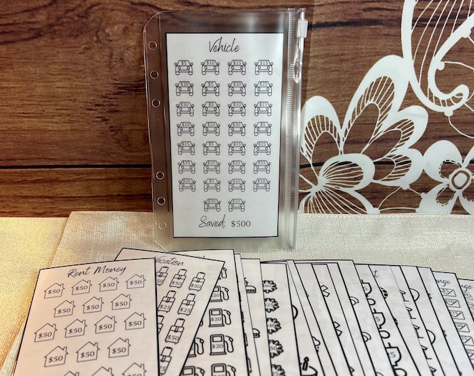 Laminated Savings Challenge Insert Floral Design A6 Envelope Insert A6 ...