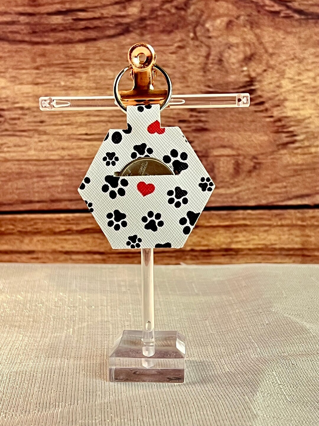 Hexagon Animal Print Quarter Keeper Keychain Aldi's Quarter Holder Cart ...