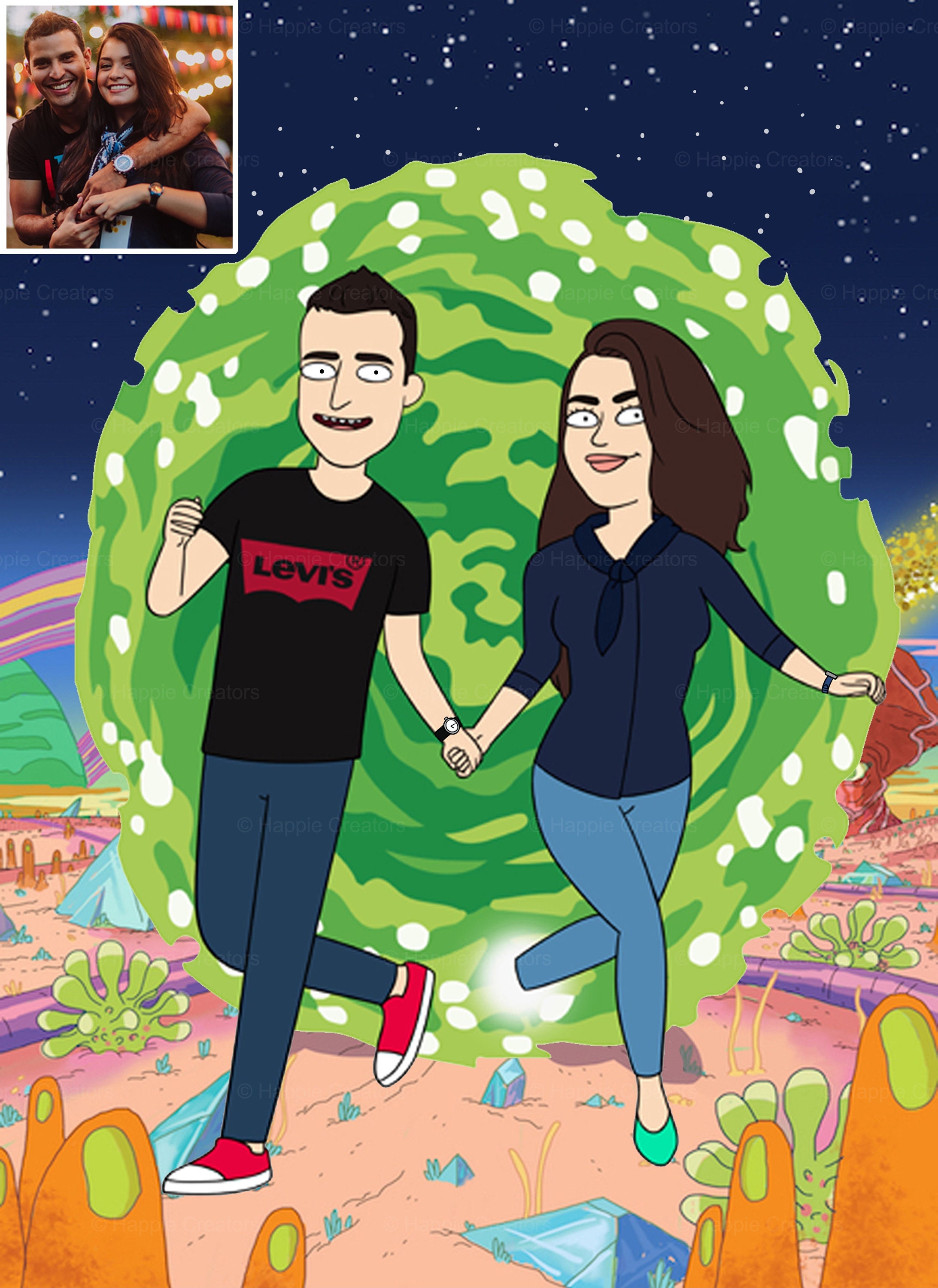 Rick and Morty Couple Portrait Rick and Morty Portrait | Etsy