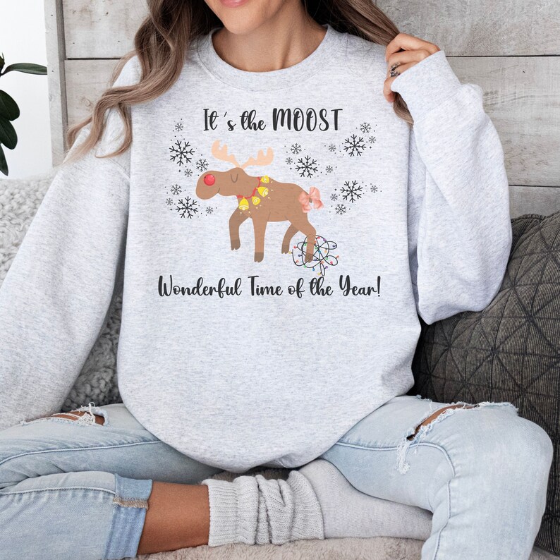 Christmas Moose Sweatshirt, Funny Moose Gift for Him or Her, Moose ...