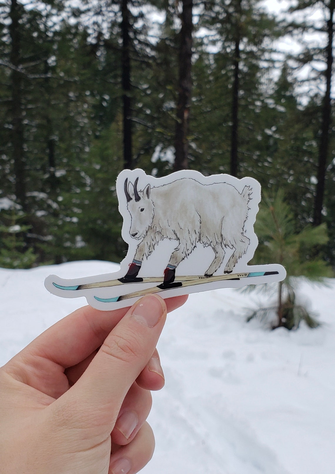 Skiing Mountain Goat Sticker - Etsy