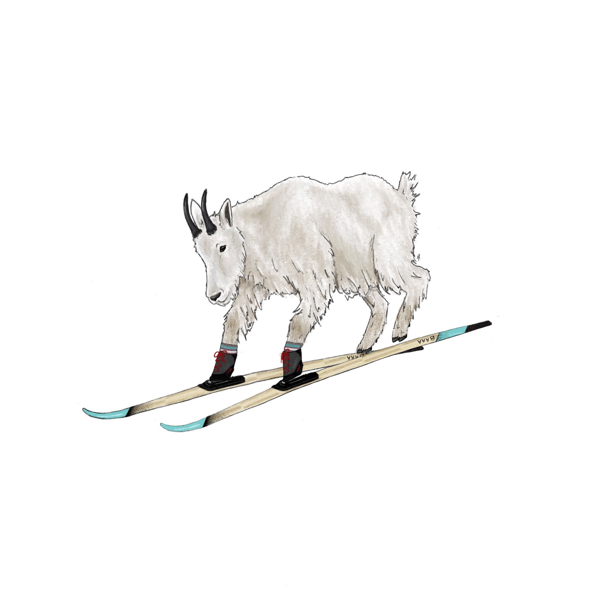 Skiing Mountain Goat Sticker - Etsy