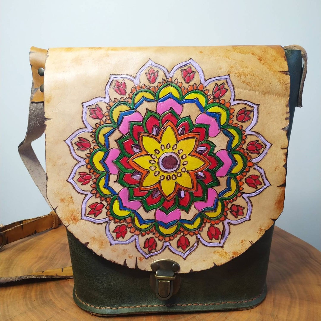 Leather Mandala Bag, Bucket Bag - Etsy