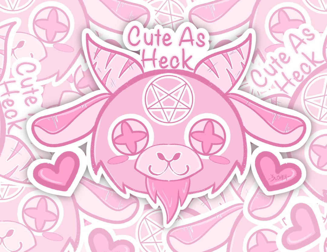 Cute Pastel Pink Baphomet | Matte or Holographic Vinyl Sticker - Etsy