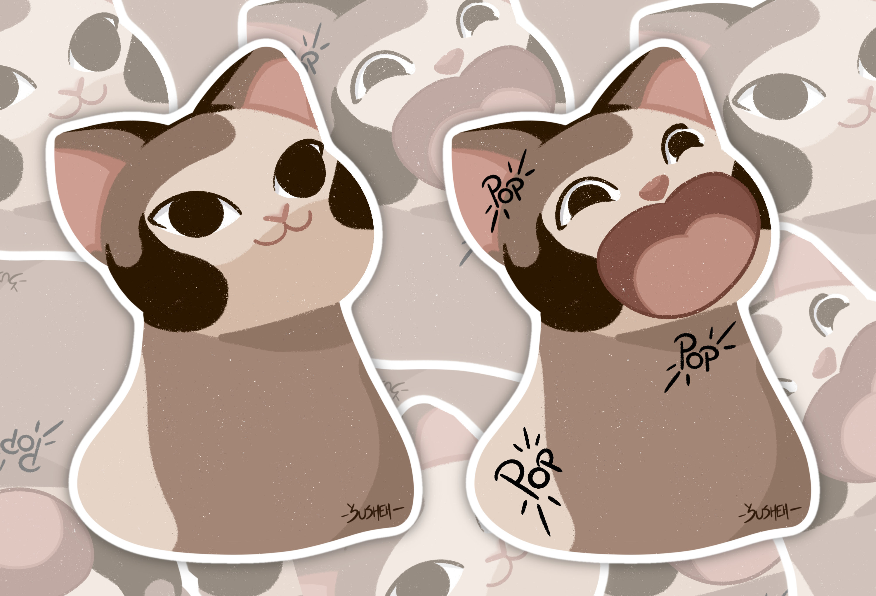 Pop Cat 2-Pack Set / Meme Sticker / 3 pulgadas / Vinilo Matte | Etsy