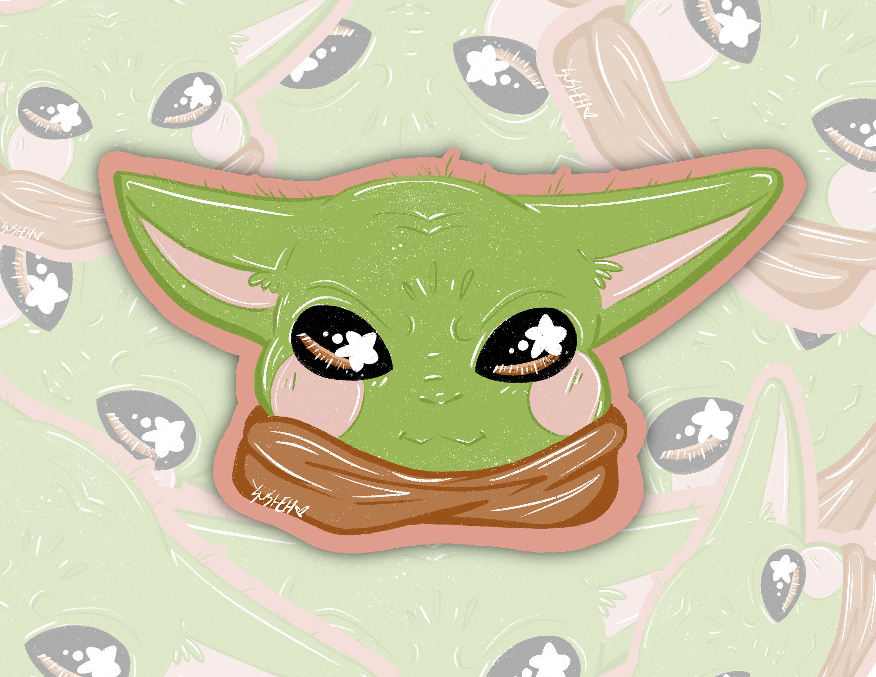 Baby Yoda sticker the child Starwars The mandalorian grogu die cut ...