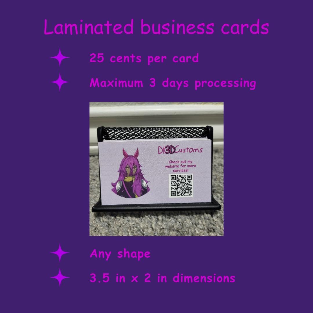 Laminated One-sided Printed Business Cards With YOUR Design - Etsy
