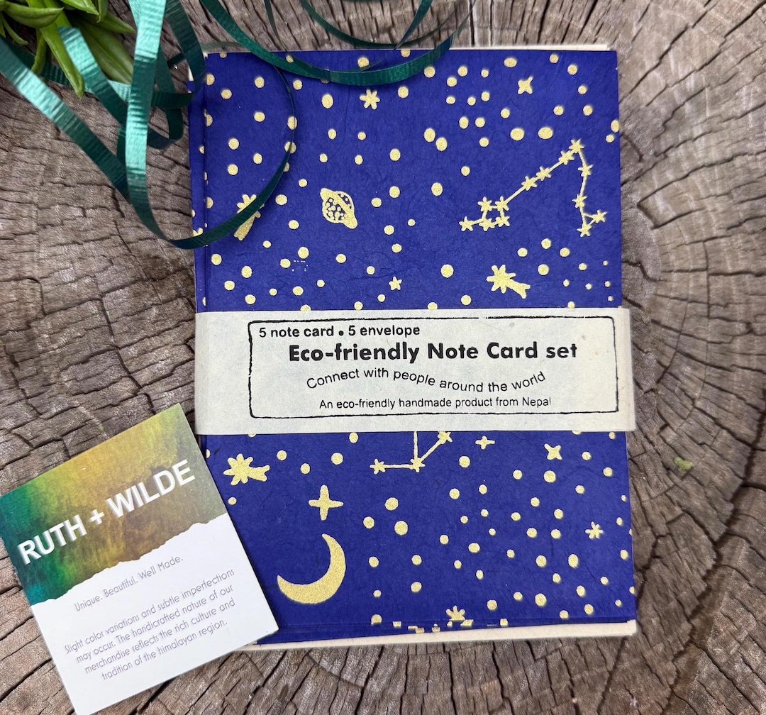 Nepal Greeting Card Set- Moon and Stars Blank Cards and Envelopes, 5 ...