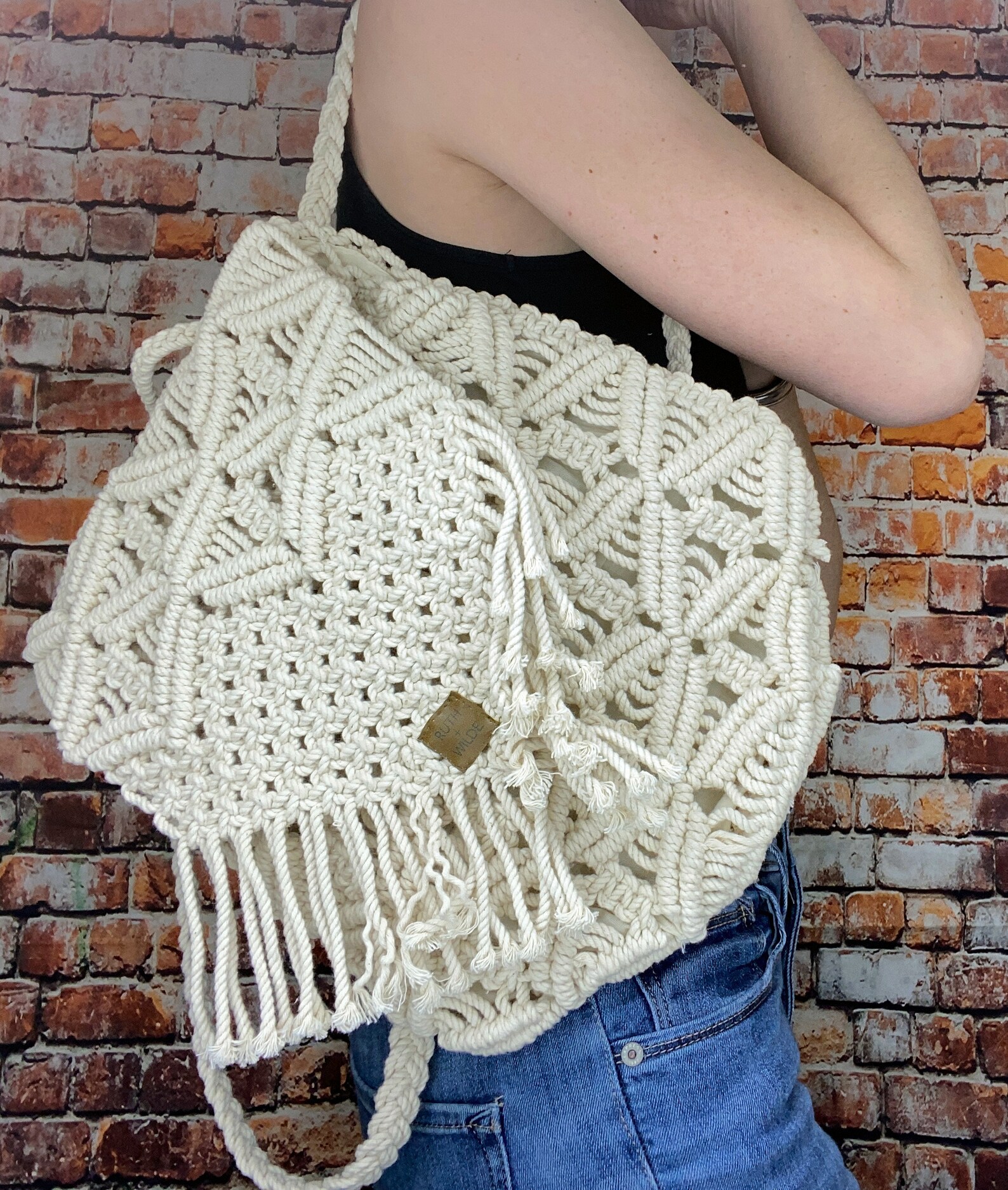 Macrame Backpack Purse Bag Handbag Handmade Fully Lined - Etsy