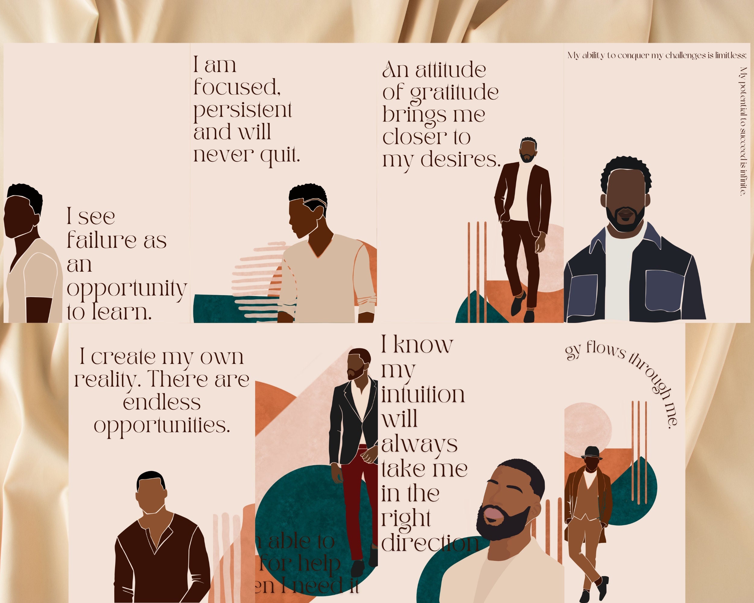 Affirmation Cards Black Men Cards Memo Board Prints Encouragement Cards ...