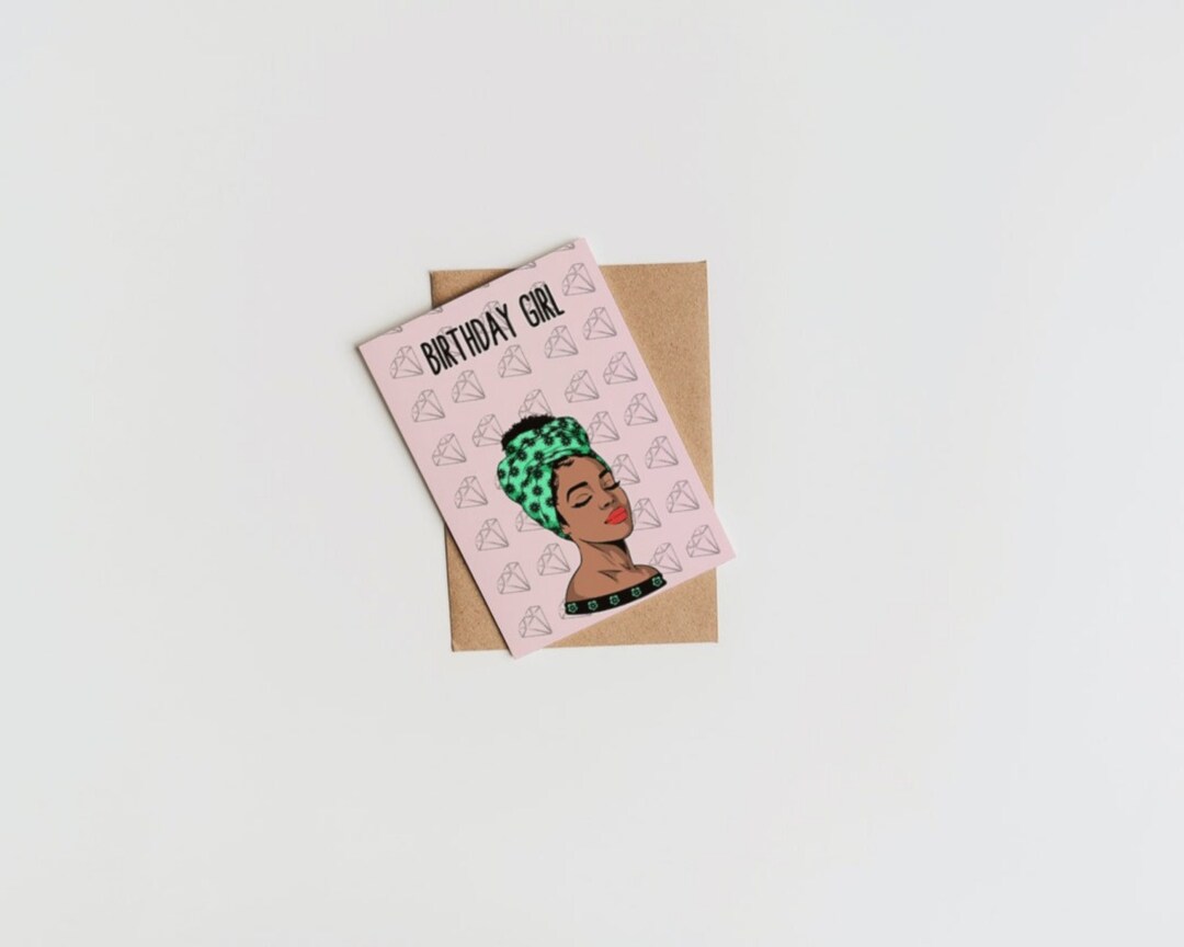 Black Birthday Girl Card -afro Centric Card- Black Woman Greeting Cards ...