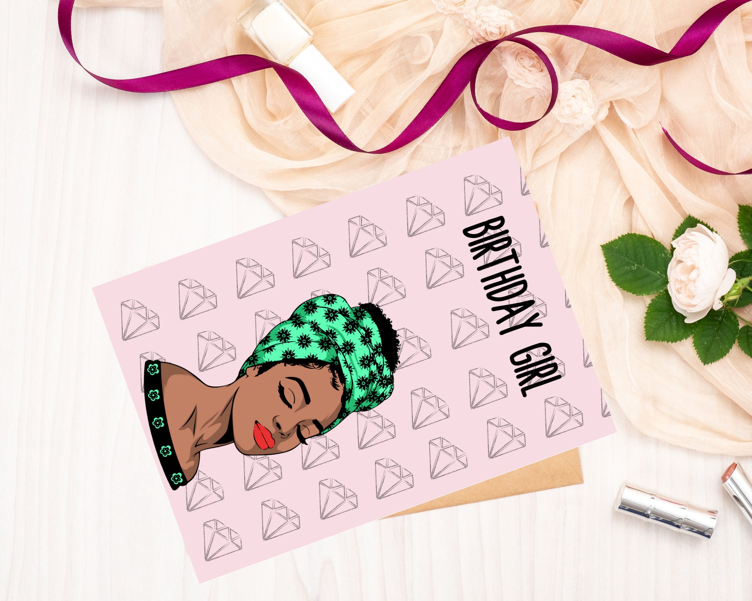 Black Birthday Girl Card afro Centric Card Black Woman Greeting Cards ...