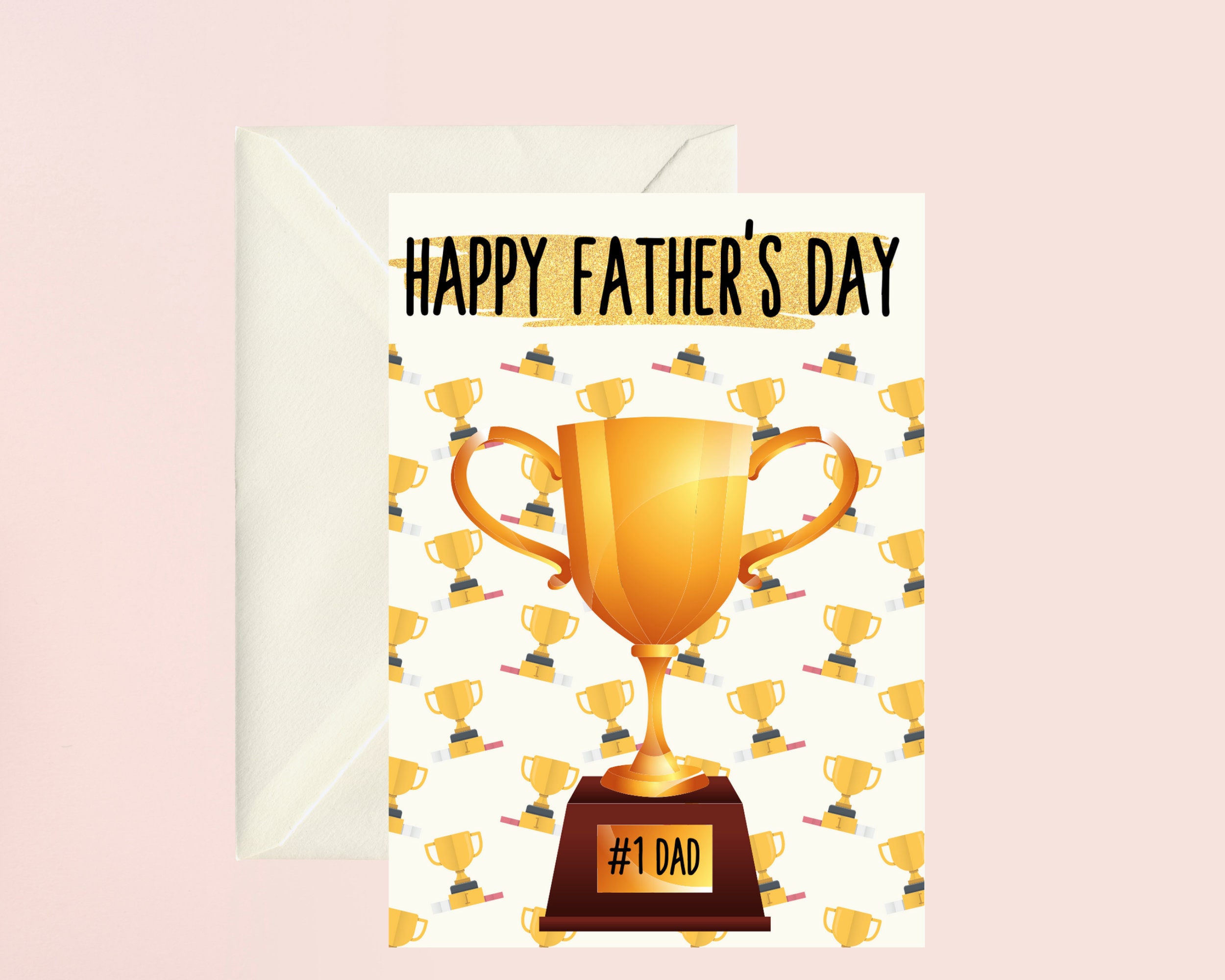 Father's Day Card Happy Fathers Day, Card for Dad, Trophy Dad, Worlds ...