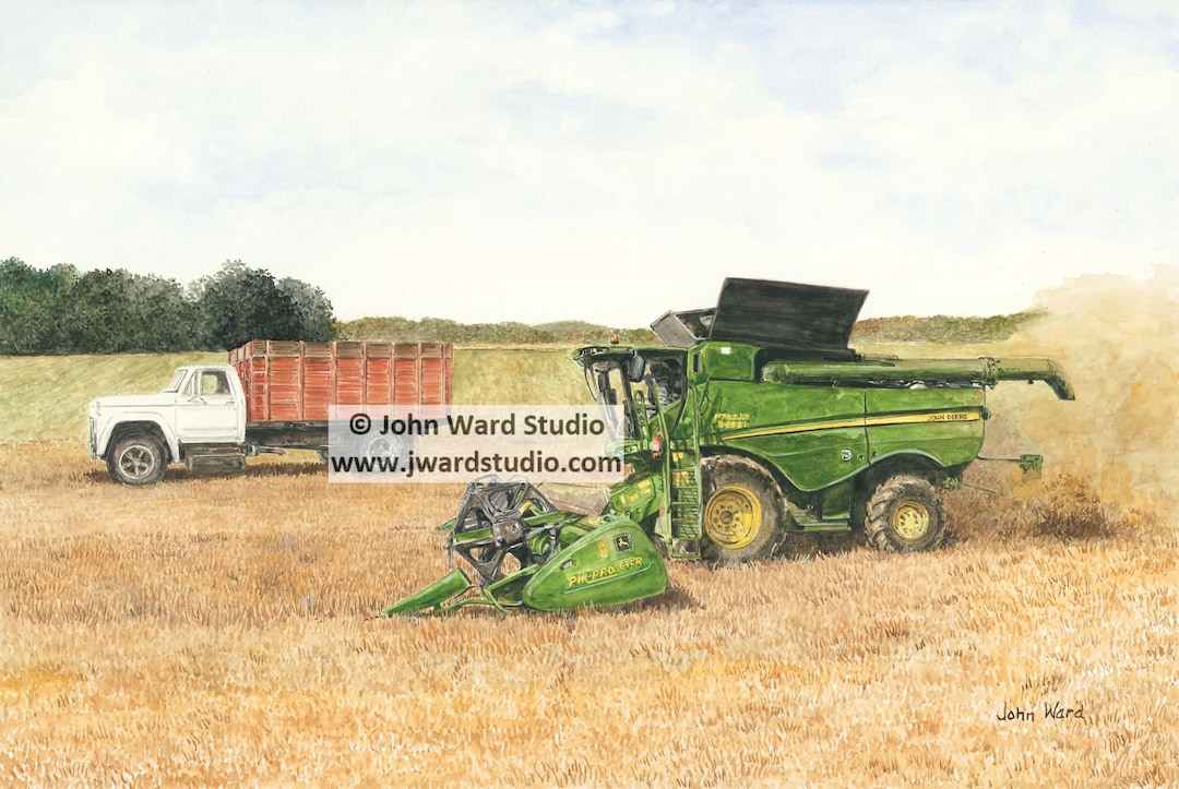John Deere Combine Harvester Art Print by John L. Ward, John Deere Farm ...
