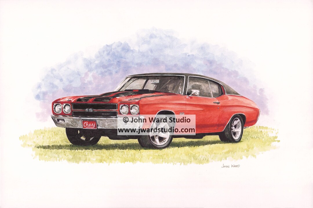 Chevelle Art Print by John L. Ward, Chevrolet Chevelle Art, Red ...