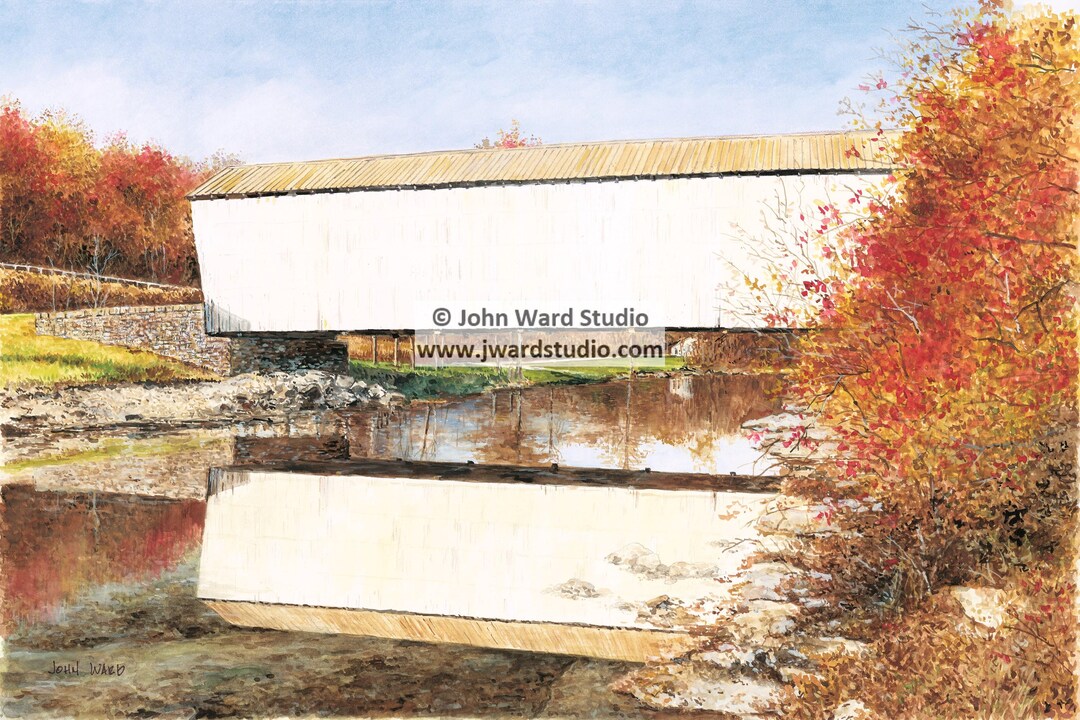 Walcott Covered Bridge Art Print by John L. Ward, Covered Bridge Wall ...