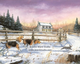 Beagle Rabbit Chase - Etsy