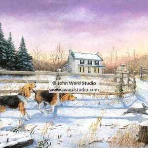 Evening Chase Art Print by John L. Ward, Beagle Picture, Beagle and ...