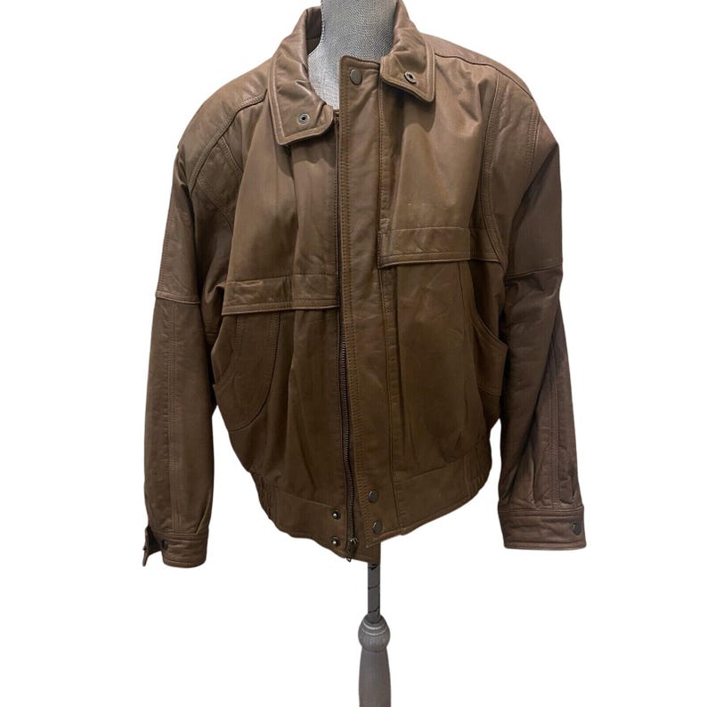 Vintage Men's Midwest International Leather Winter Jacket Brown Medium ...
