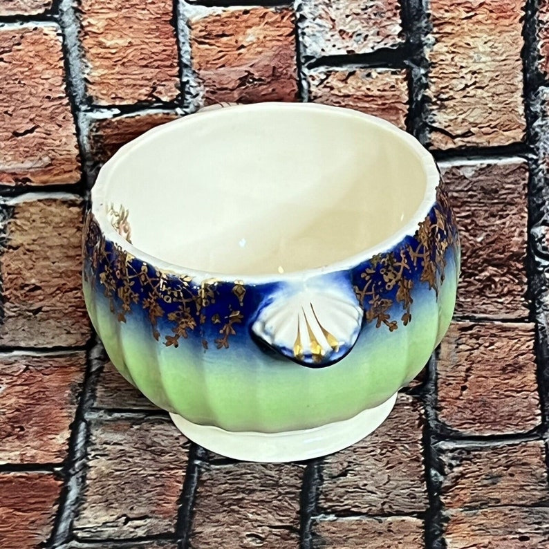 Vintage Leigh Ware Leigh Potters Inc USA Warranted 22K Gold Sugar Bowl ...