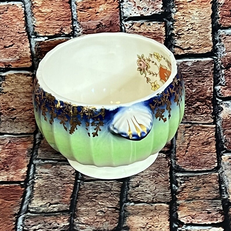 Vintage Leigh Ware Leigh Potters Inc USA Warranted 22K Gold Sugar Bowl ...