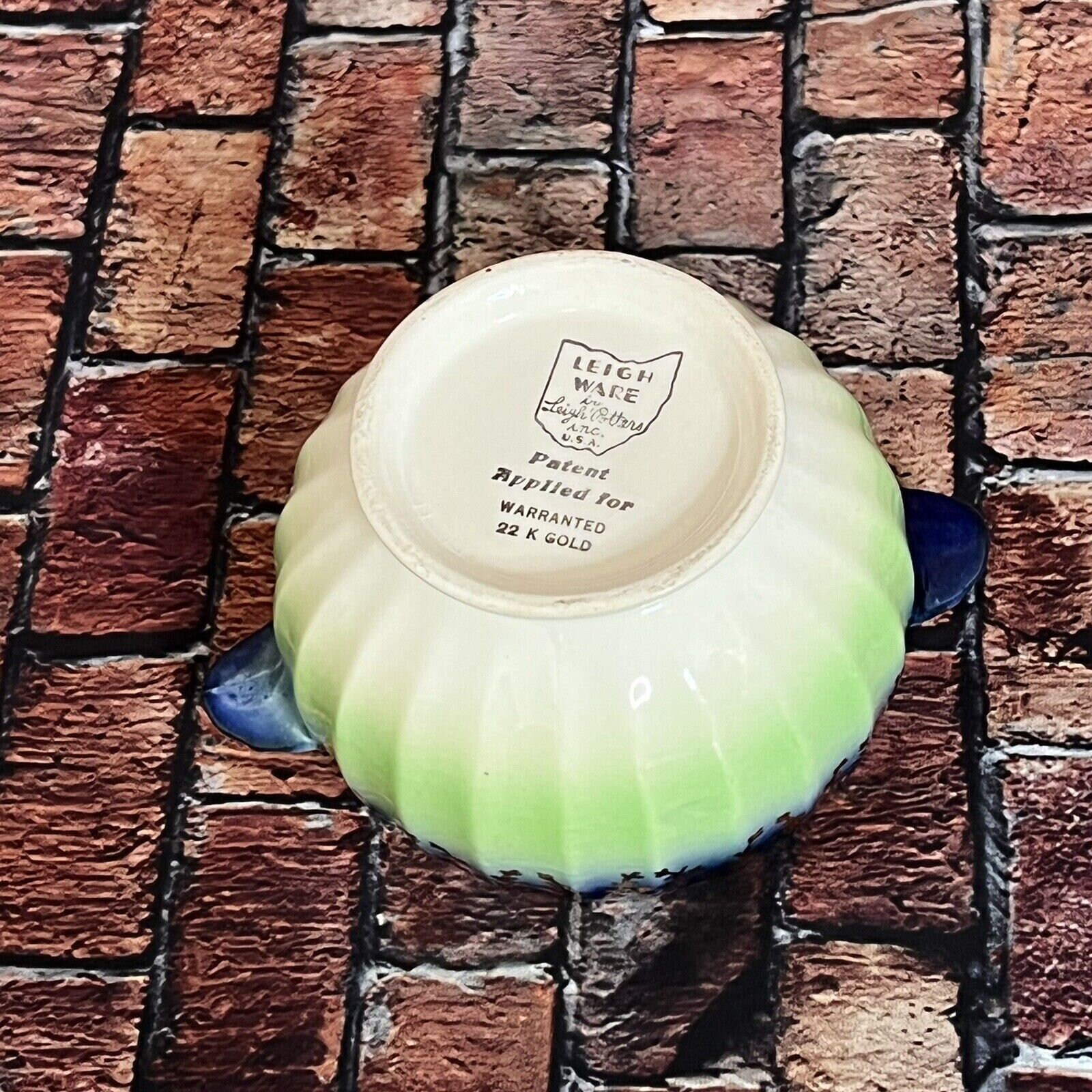 Vintage Leigh Ware Leigh Potters Inc USA Warranted 22K Gold Sugar Bowl ...